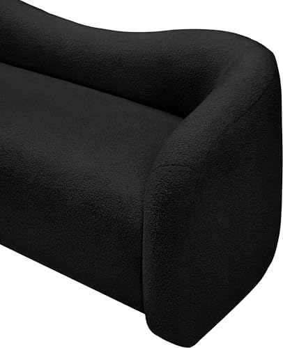 Meridian Furniture 186Black-S Kali Collection Modern | Contemporary Sofa with Soft Black Faux Shearling Teddy Fabric, Curved Back, 86" W x 33" D x 27" H, Black