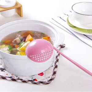 2 In 1 Kitchen Ladle Soup Pan Spoon with Filter Strainer (Pink)