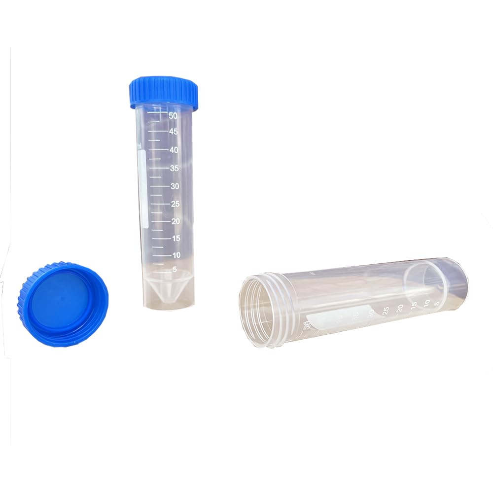 50 ml Leakproof Graduated Cryovials with Plastic Screw Top Vials, Centrifuge Tubes Laboratory Test Tubes (50 ml Self Standing of 20 Pieces)