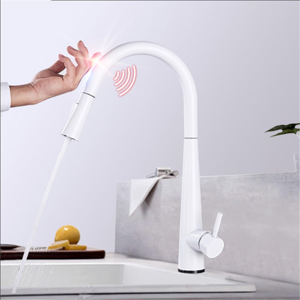 Sensor Kitchen Faucet White Intelligent Touch Inductive Sensitive Faucet Mixer Water Tap Single Handledual Outlet Water