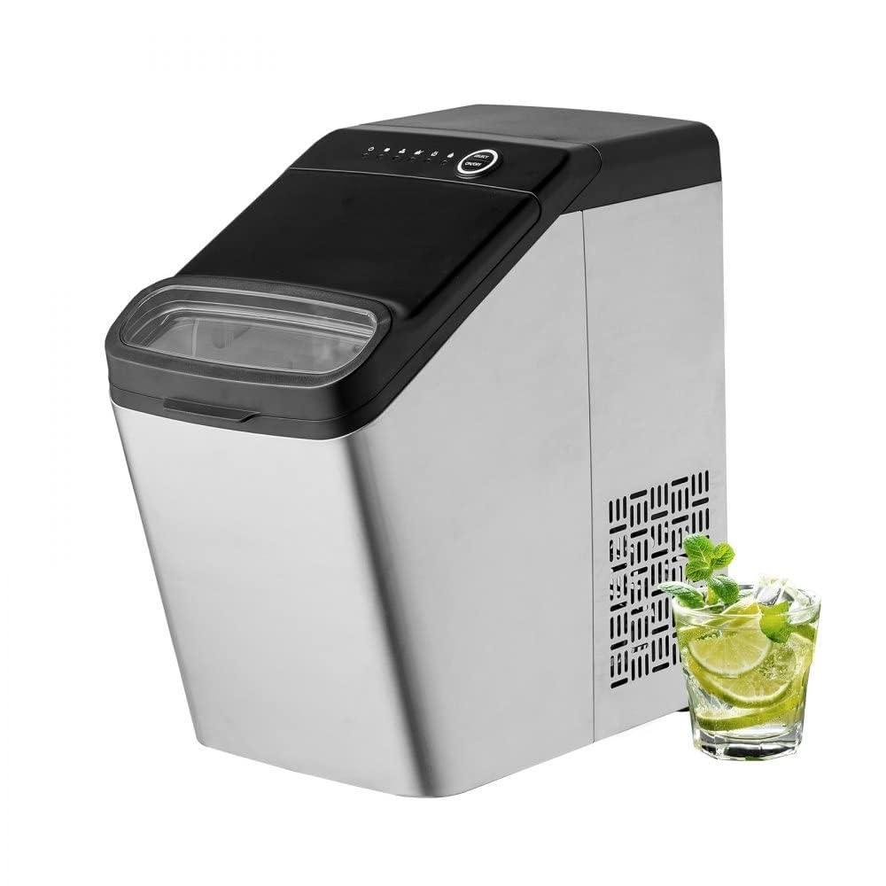 WACTO Self-Cleaning Ice Maker - 9 Cubes in 7 Mins, 33lbs in 24Hrs, Ice Scoop and Basket, 2 Ways Water Refill, 2 Size Bullet Ice - Ideal for Kitchen Bar - Portable Countertop Ice Maker