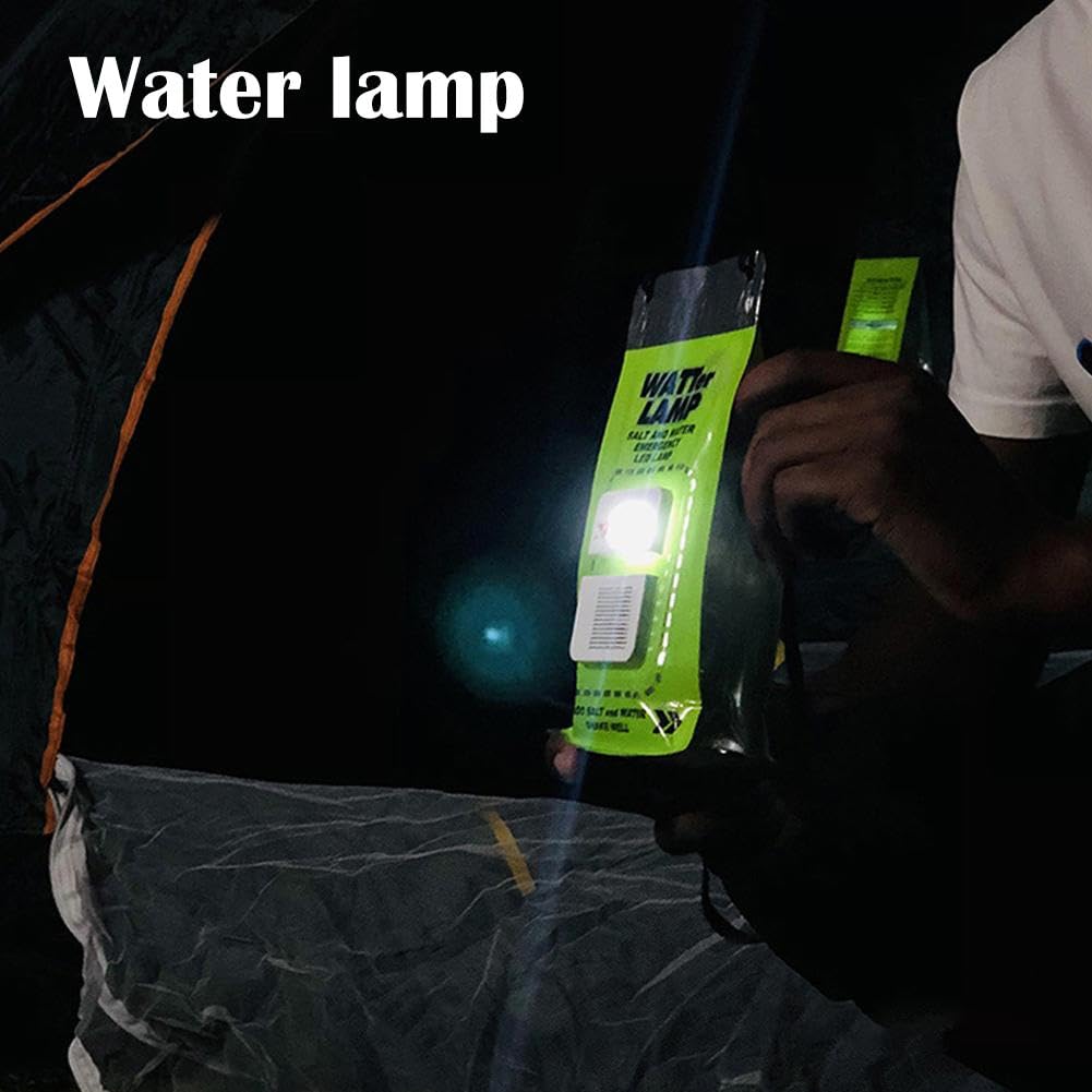 RJSQAQE Salt Water Lamp Emergency Lighting,Portable Salt Water Light Bag,No Battery Camp Lighting Emergency Night Light,3 LED Camping Lantern Survival Gear for Outdoor Activity(No Salt Included)