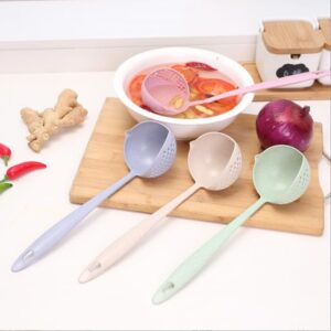 2 In 1 Kitchen Ladle Soup Pan Spoon with Filter Strainer (Pink)