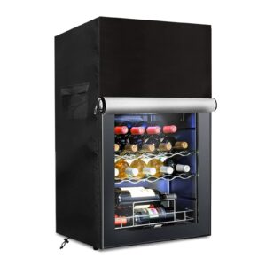 bitubi wine cooler refrigerator cover,outdoor fridge cover – waterproof, dustproof, sun-proof, 20" w x 20" d x 33" h. suitable for most 32-36 bottle beer or wine mini fridge (black)