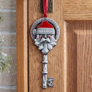 Personalization Universe Santa's Magic Personalized Key- Ideal for Homes Without Chimneys, Engraved Santa Key, Christmas Decorative Key with Red Satin Ribbon and Velvet Pouch