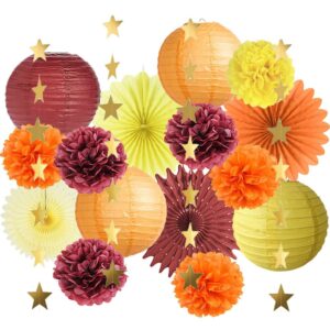 orange and burgundy party decorations fall party decorations orange burgundy yellow paper lanterns for fall baby shower bridal shower birthday wedding engagement autumn graduation party decor