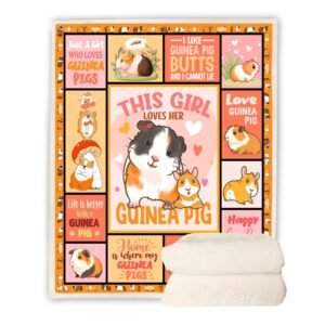 Juirnost Guinea Pig Fleece Throw Blanket for Girls,Just A Girl Who Loves Guinea Pigs Blankets,Super Soft Warm Cozy Fleece Guinea Pig Throw Blanket Gifts for Couch Sofa, 50"x60"