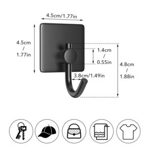 16 Pack Self Adhesive Hooks,Heavy Duty Stick On Wall and Door Hooks for Hanging,Bathroom Tower Hooks and Kitchen Hallway Sticky Black Hooks,Coat Hooks Robe Hook Wall Mounted,Stainless Rustproof