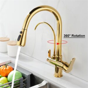 Touch Filter Kitchen Faucets Solid Brass Pull Out Kitchen Mixer Tap Dual Handle Hot Cold Water Taps Sensor Kitchen Faucet