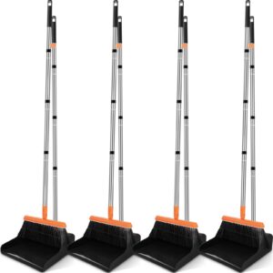 yungyan broom and dustpan set, 4 pack, 52" long handle adjustable broom with dustpan combo set for home office kitchen garage floor cleaning