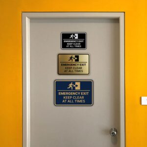 Signs ByLITA Classic Framed Emergency Exit: Keep Clear at All Times Sign (Black Gold) - Large