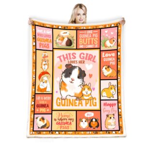 juirnost guinea pig fleece throw blanket for girls,just a girl who loves guinea pigs blankets,super soft warm cozy fleece guinea pig throw blanket gifts for couch sofa, 50"x60"