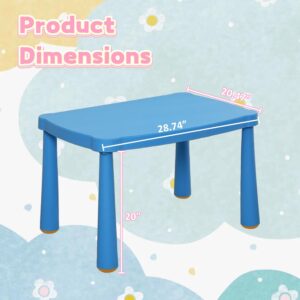 Domi Kids Table, Enlarged Plastic Toddler Children Activity Rectangular Table - Ideal for Arts & Crafts, Snack Time, Homeschooling, Homework & More (Blue)