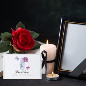 WATINC 60pcs Funeral Thank You Cards with Envelopes and Stickers, Purple Butterfly Bereavement Card Express Your Condolences, Memorial Sympathy Cards with Message Inside for Beloved Friends Family