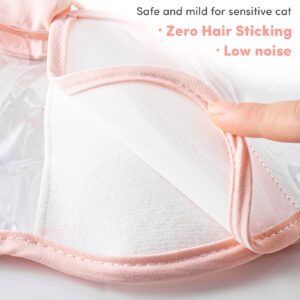 BENCMATE Cat Cone, Drawstrings Cat Cone Collar with Low Noise Fasteners, Transparent Cat Recovery Collar, Licking and Scratching Free Cone, Extra Soft Cat Surgery Collar (Pink,Small)