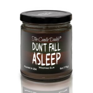 don't fall asleep - eerie weeping elm scented horror movie candle - halloween 6 oz jar candle - 40 hour burn time