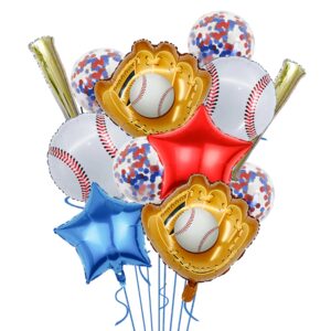 baseball party balloons,baseball glove jumbo foil mylar balloon baseball bat balloons for birthday sports theme supplies,confetti red and blue white foil balloon supplies baby shower party decoration