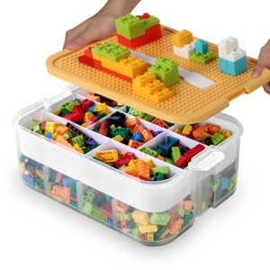 kids toy storage box for lego stackable building blocks organizers miniature containers bins with base plates lids