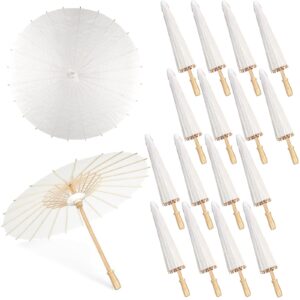 16 pieces 33 inches white paper umbrellas parasol paper umbrella chinese japanese oiled paper umbrella decorative diy painting oiled paper parasol umbrella for wedding bridal party decor photo props