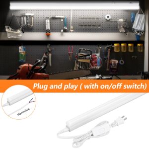 T5 LED Shop Lights 4FT, 18W 2000LM 3CCT LED Integrated Single Fixture, Linkable Ceiling Light, Corded Electric with ON/Off Switch, for Workbench Basement Garage, 4-Pack