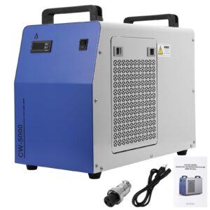 justsmart cw-5000 industrial water chiller, 7l 1.14hp 2.64gpm cw-5000 water cooling system for 40w 50w 60w 70w 80w 90w 100w co2 laser engraving & cutting machines, laser chiller cools 3868 btu/hour