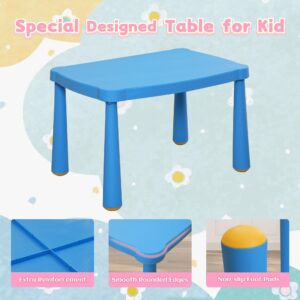 Domi Kids Table, Enlarged Plastic Toddler Children Activity Rectangular Table - Ideal for Arts & Crafts, Snack Time, Homeschooling, Homework & More (Blue)