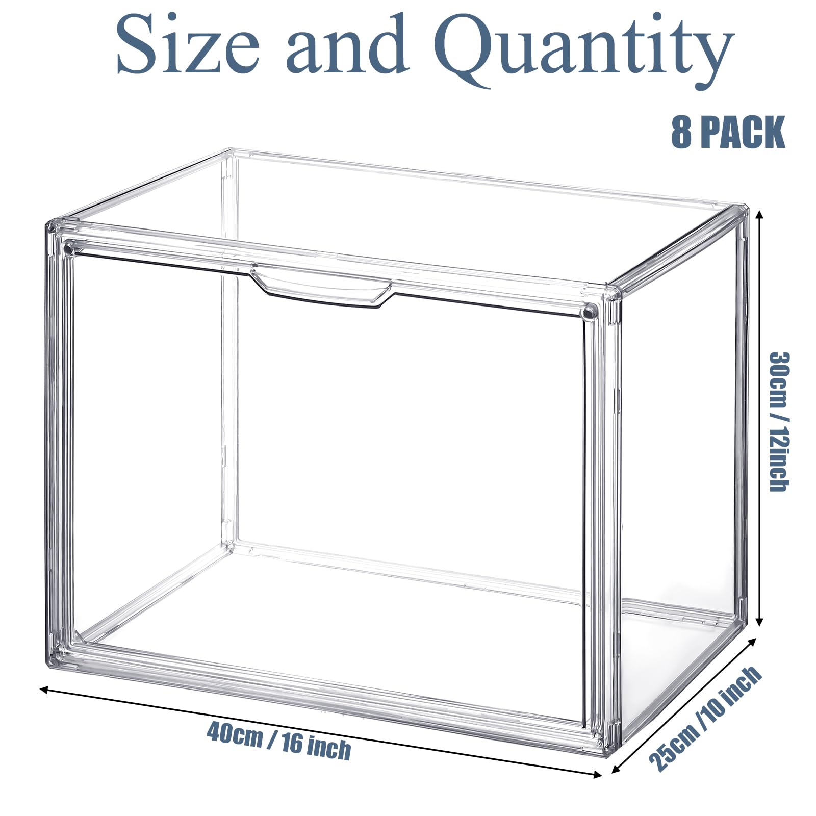 Geetery 8 Pack Large Acrylic Display Case with Magnetic Door Clear Purse Handbag Storage Box Plastic Storage Organizer for Closet Stackable Shoe Box Dustproof Showcase for Wallet Book Toy Clutch