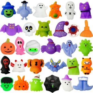 halloween mochi squishy toys 30 pcs, squishies halloween toys halloween party favors for kids, halloween treat bags goodie bag fillers, halloween treats classroom prizes mini kawaii stress relief toys