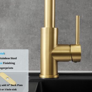 Havin Gold Kitchen Faucet with Pull Down Magnetic Sprayer, High Arc Stainless Steel Material, with cUPC Ceramic Cartridge,Fit for 1 and 3 Holes Kitchen Sink