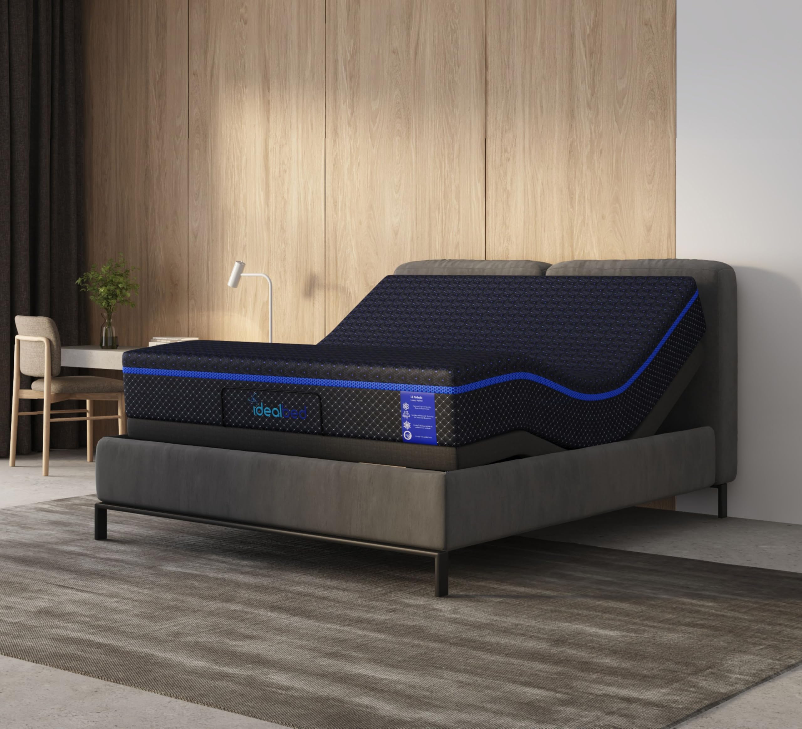 iDealBed S4 Nebula Luxury Hybrid Mattress + 7i Custom Adjustable Bed Sleep System, Comfort, Cooling & Support, Silent Performance, Lumbar Support, Pillow Tilt (Medium Firm, Queen)