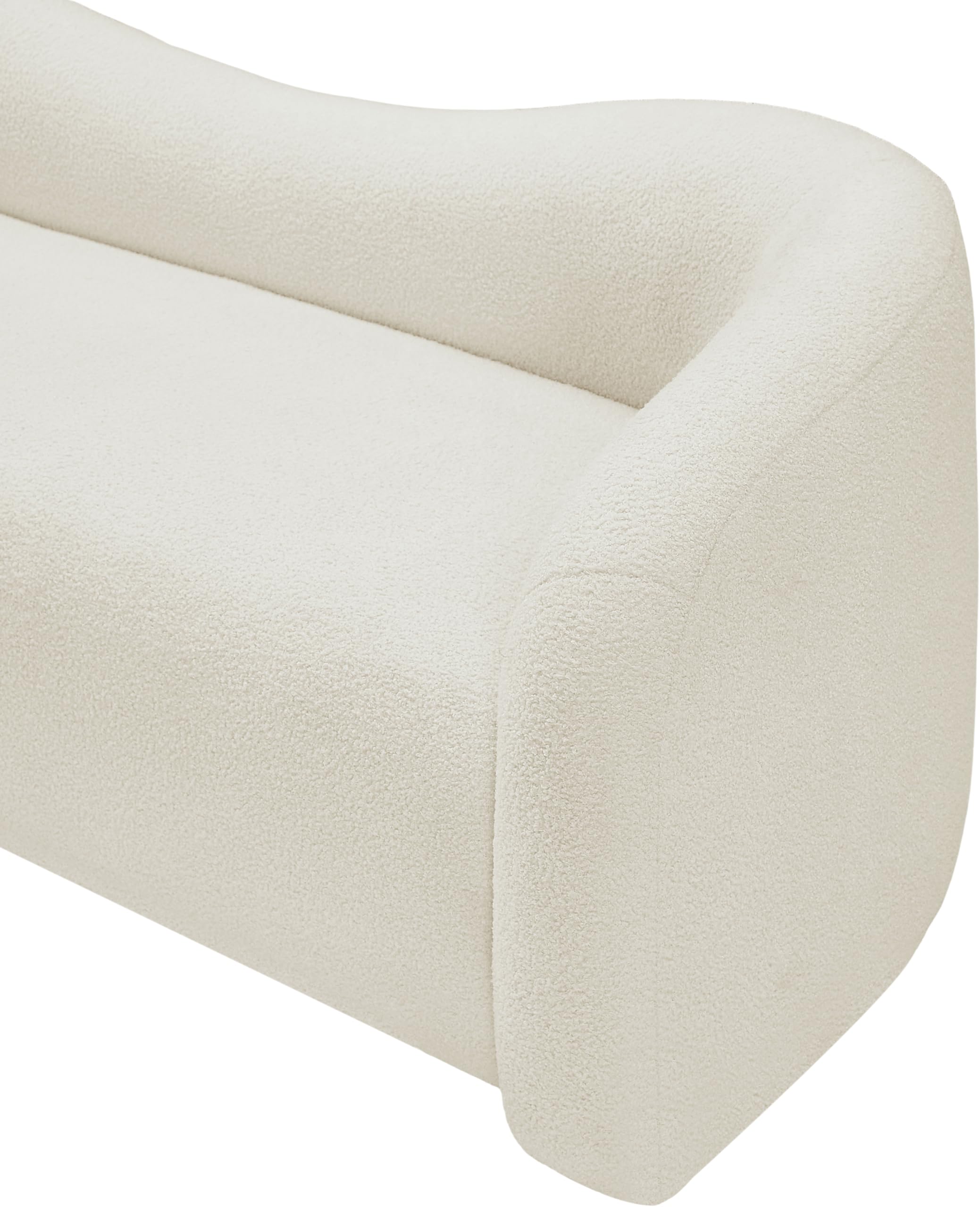 Meridian Furniture 186Cream-L Kali Collection Modern | Contemporary Loveseat with Soft Cream Faux Shearling Teddy Fabric, Curved Back, 62" W x 33" D x 27" H, Cream