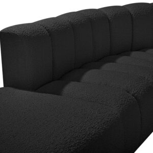 Meridian Furniture 102Black-S5C Arc Collection Modern | Contemporary Modular Sofa with Rich Black Boucle Fabric, Deep Channel Tufting, Modular Design, 127" W x 61" D x 30" H, Black