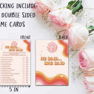 Disco Wedding Shower Games, He Said She Said Bridal Shower Games Cards, Retro Bachelorette Party Game Ideas, Engagement Party Supplies & Activity, Set of 30 Cards -B06