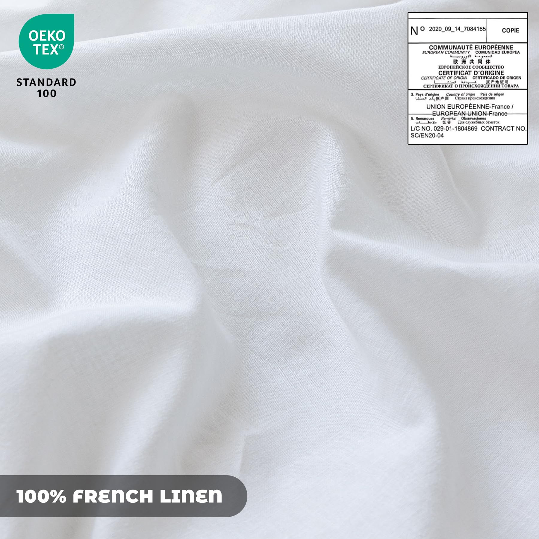 Levoo 100% Linen Duvet Cover Queen Size Pure Natural French Flax Linen Duvet Cover Soft Comfy Breathable Durable 3 Pcs Linen Bedding Set with 1 Duvet Cover Linen 2 Linen Pillowcases (Queen, White)