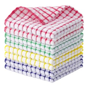 kitinjoy cotton 8 pack terry kitchen dish cloths, 12 x 12 inches super soft and absorbent dish rags, quick drying dish towels for washing dishes, mixed color