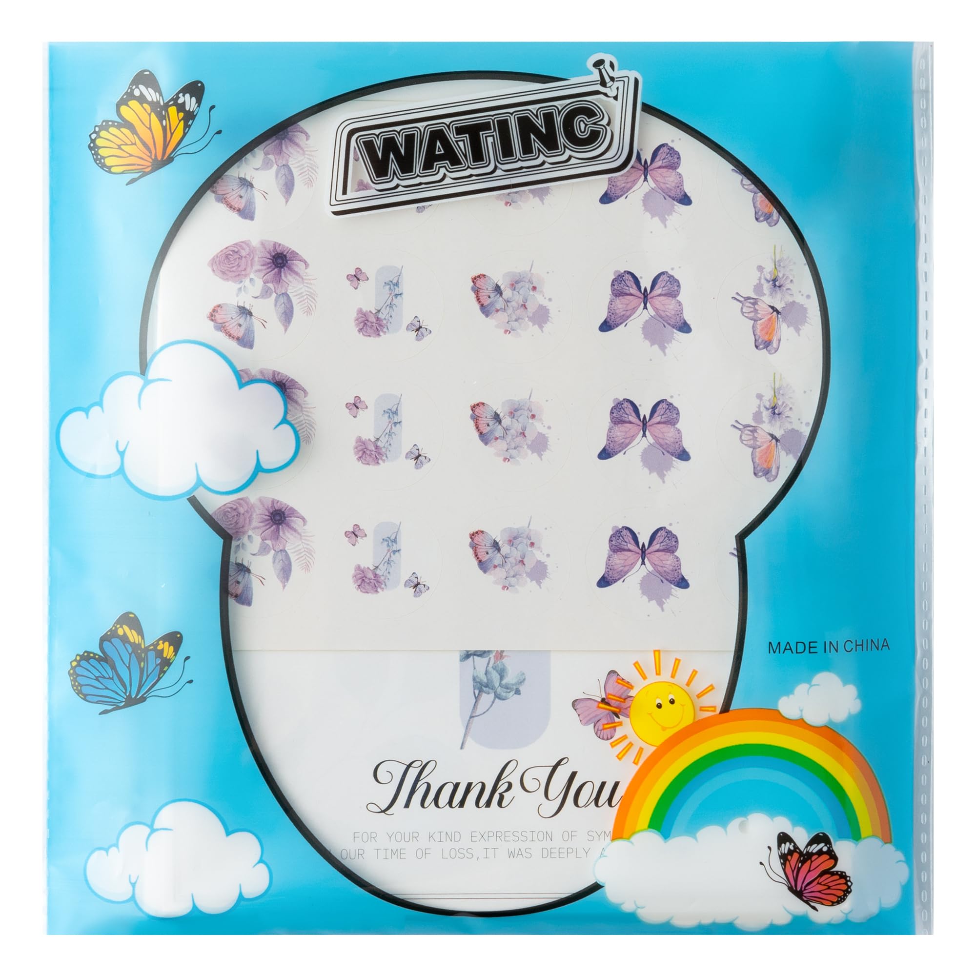 WATINC 60pcs Funeral Thank You Cards with Envelopes and Stickers, Purple Butterfly Bereavement Card Express Your Condolences, Memorial Sympathy Cards with Message Inside for Beloved Friends Family