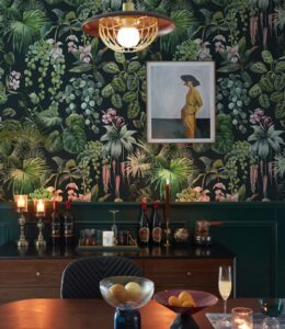 ismoon green peel and stick wallpaper, tropical wallpaper black/green/pink contact paper jungle leaf wallpaper peel and stick removable wallpaper vinyl self adhesive wallpaper waterproof