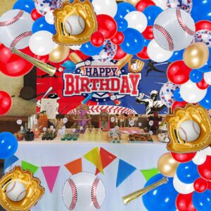 Baseball Party Balloons,Baseball Glove Jumbo Foil Mylar Balloon Baseball Bat Balloons for Birthday Sports Theme Supplies,Confetti Red and Blue white Foil Balloon Supplies Baby Shower Party Decoration