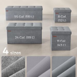 SONGMICS Storage Ottoman Bench, Foldable Ottoman Foot Rest, 15 x 43 x 15 Inches, End of Bed Bench, Storage Chest, Load up to 660 lb, for Living Room, Bedroom, Entryway, Dove Gray ULSF277G02