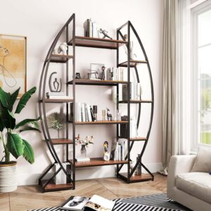 Moozerka Large Oval Bookshelf, 70“ Tall Open 5 Tier Industrial Bookcases, Modern Etagere Bookcase Furniture, Wall Units for Living Room, Bookshelves Display Shelves for Office