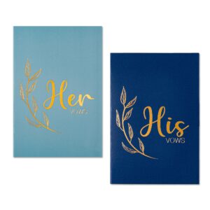 fusuu wedding vow books - vow books his and hers - gold foil lettering with 28 lined pages – bridal shower gifts - peferct addition for your wedding day (blue)