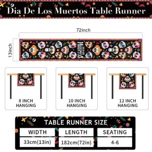 Day of The Dead Table Runner Dia de Muertos Table Runner Mexican Day of The Dead Decorations Sugar Skull Decor Dia De Los Muertos Party Table Decorations -15 x 72inch