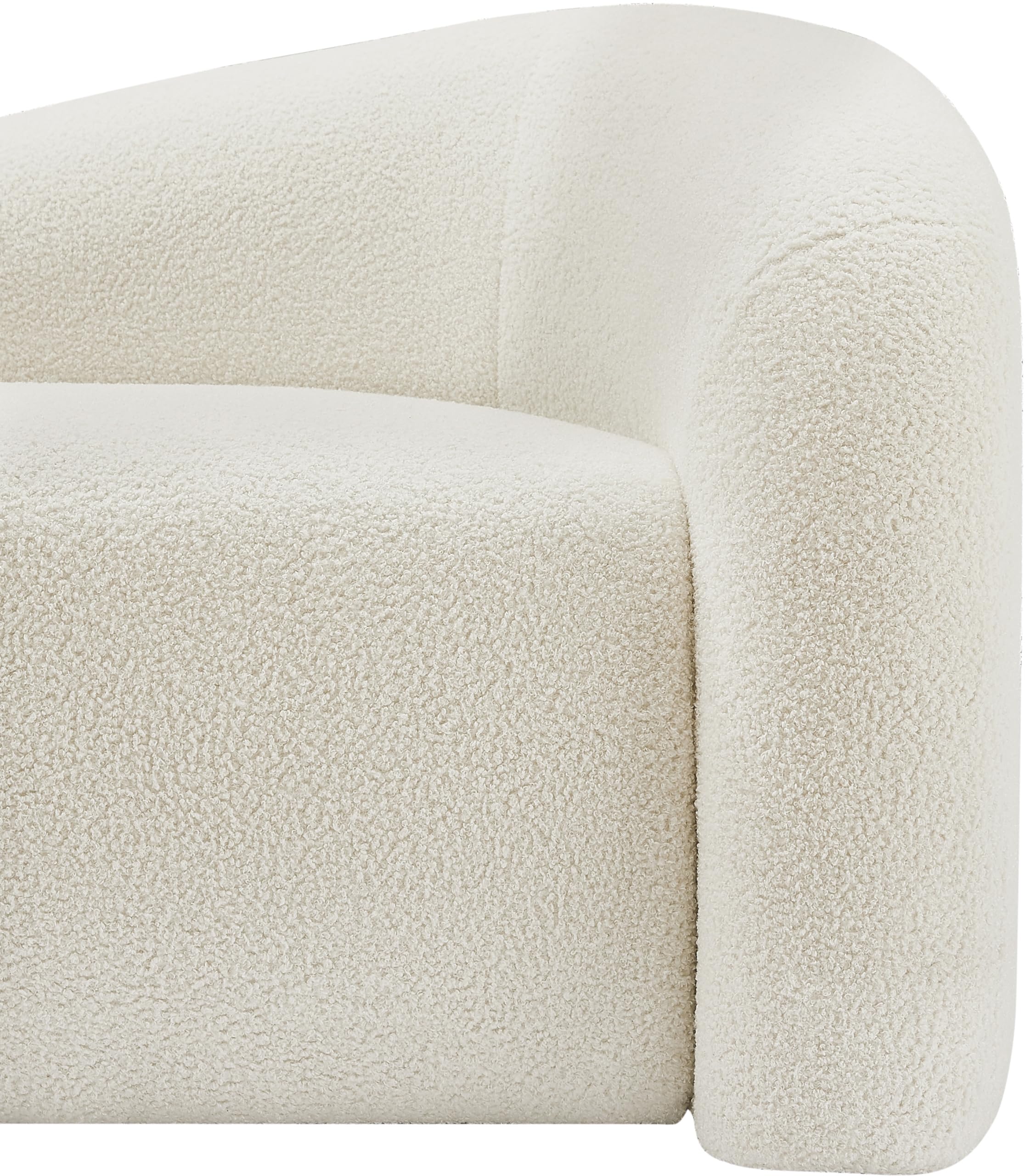 Meridian Furniture 186Cream-L Kali Collection Modern | Contemporary Loveseat with Soft Cream Faux Shearling Teddy Fabric, Curved Back, 62" W x 33" D x 27" H, Cream