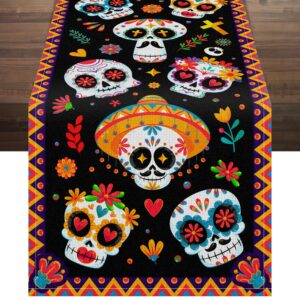 day of the dead table runner dia de muertos table runner mexican day of the dead decorations sugar skull decor dia de los muertos party table decorations -15 x 72inch