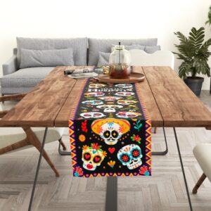 Day of The Dead Table Runner Dia de Muertos Table Runner Mexican Day of The Dead Decorations Sugar Skull Decor Dia De Los Muertos Party Table Decorations -15 x 72inch