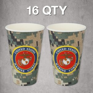 Havercamp U.S. Marines Party Cups (16 cups)! 16oz. Heavyweight Paper Cups! Authentic, Licensed Marine Corps Design. For Graduation Party, Retirement, Welcome Home & Birthdays. Ooh-Rah