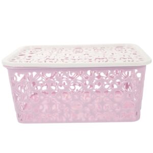 aboofan cube storage box plastic storage basket with lid baskets with lids storage baskets with lid plastic storage bins with lids hollow out basket clothing drawer popcorn bowl