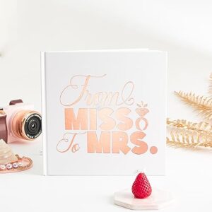 Calculs from Miss to Mrs Bridal Shower Guest Book Polaroid Blank Pages Picture Book for Instant Film Rose Gold Bachelorette Party Sign in Book 8.5” Square White Cover Rose Gold Foil Stamping