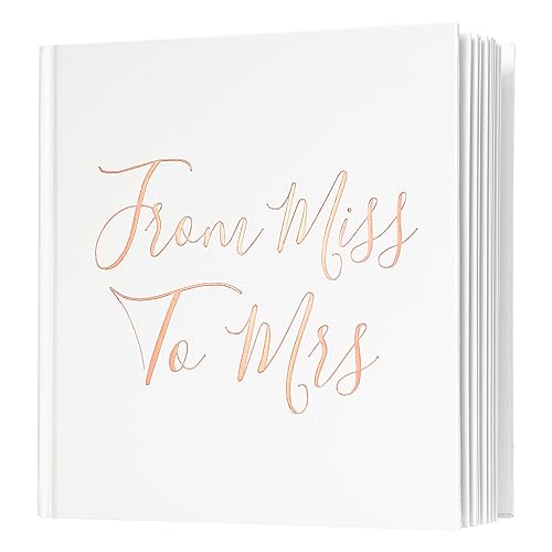 Calculs Bridal Shower Guest Book from Miss to Mrs Picture Book Polaroid Blank Pages for Instant Film Rose Gold Bachelorette Party Sign in Book 8.5” Square White Cover Rose Gold Foil Stamping