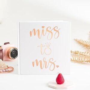 Calculs Polaroid 'miss to mrs' Picture Book Bridal Shower Guest Book Blank Pages for Instant Film Rose Gold Bachelorette Party Sign in Book 8.5” Square White Cover Rose Gold Foil Stamping